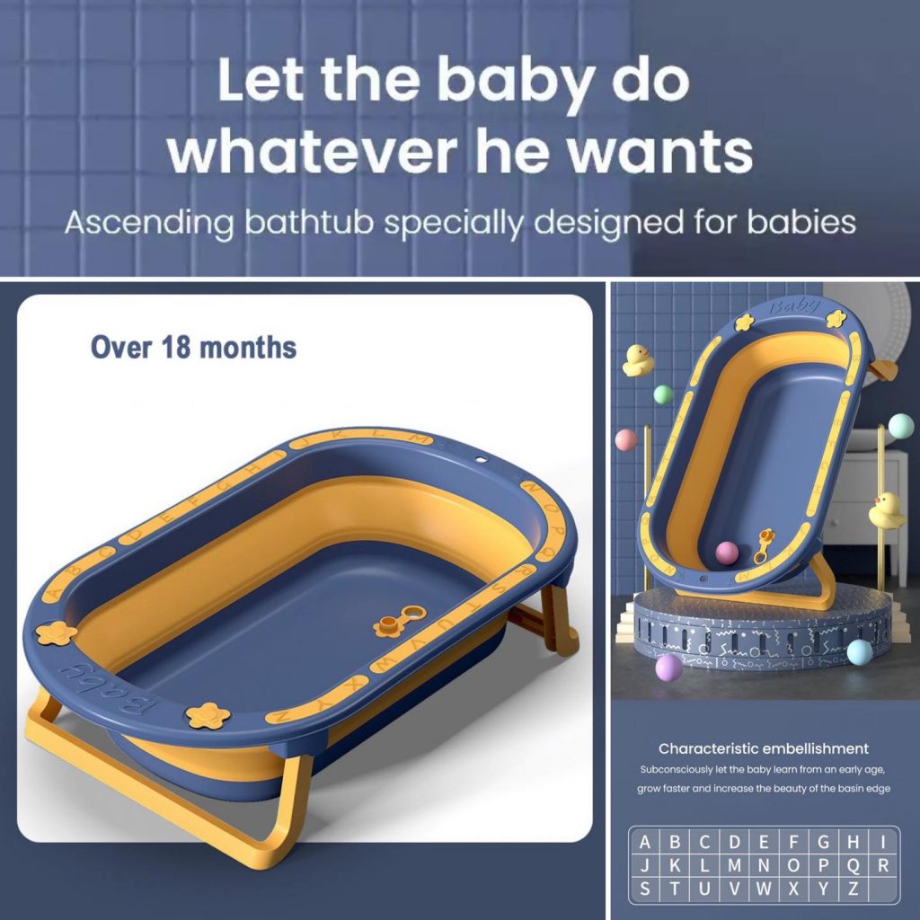 Baby Stylish Foldable Bath Tub with ABC Pattern - Kiddyco