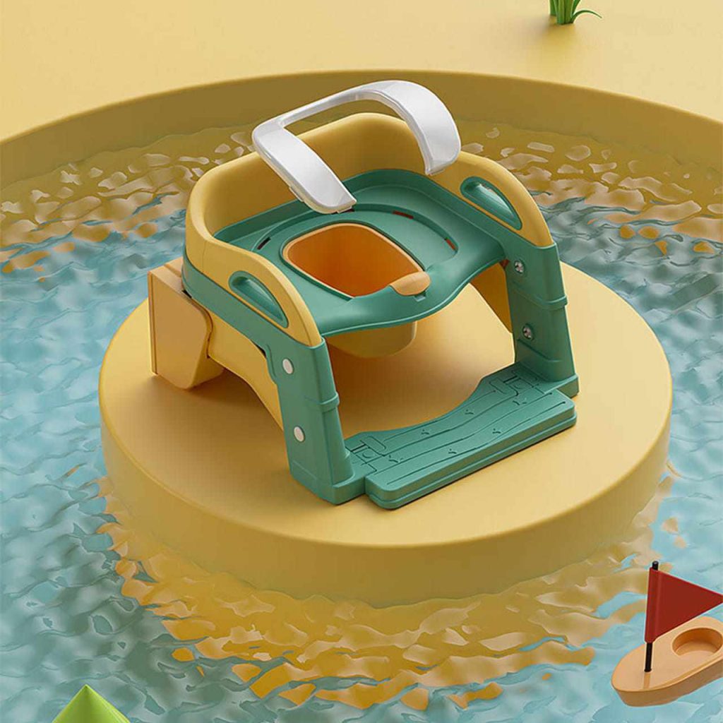 3in1 Potty Training Toilet Seat with Step Stool Ladder – Yellow - Kiddyco